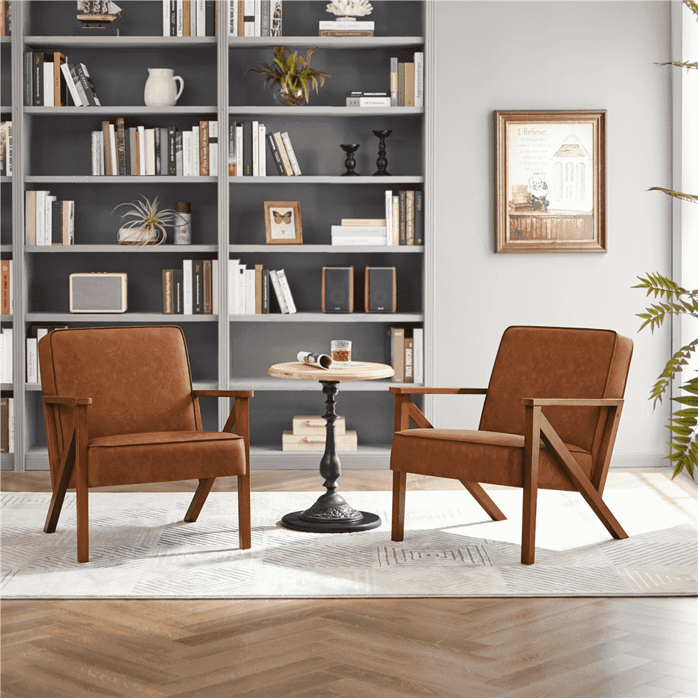 Free Shipping! Yaheetech 2pcs Wide Accent Armchair with Faux Leather ...