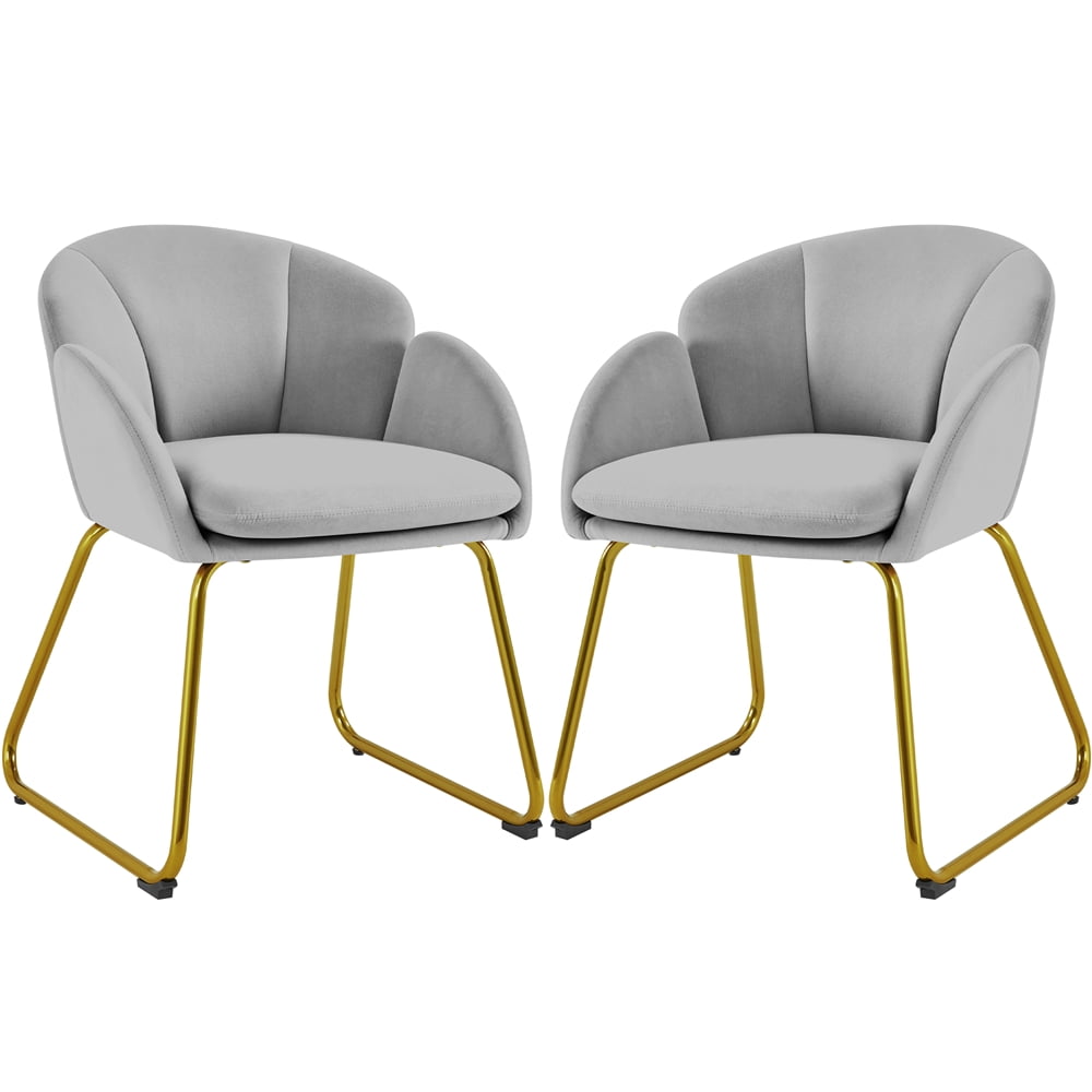 Yaheetech 2pcs Flower Shape Velvet Armchair Dining Chair with Golden ...