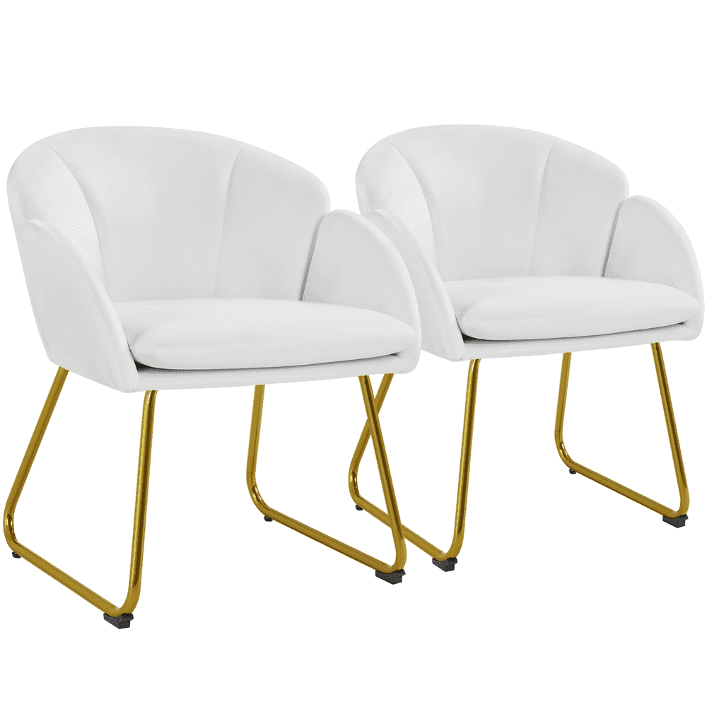 Yaheetech 2pcs Flower Shape Velvet Armchair for Home Office, White ...