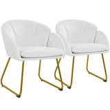 Yaheetech 2pcs Flower Shape Velvet Armchair for Home Office, White ...