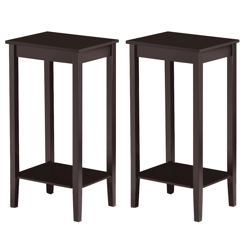 Yaheetech 2pcs Tall Wood End Table Sofa Side Coffee Table with Lower ...