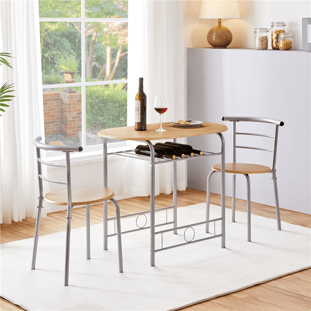 Yaheetech 3 Piece Modern Round Dining Table Set for Small Apartment ...