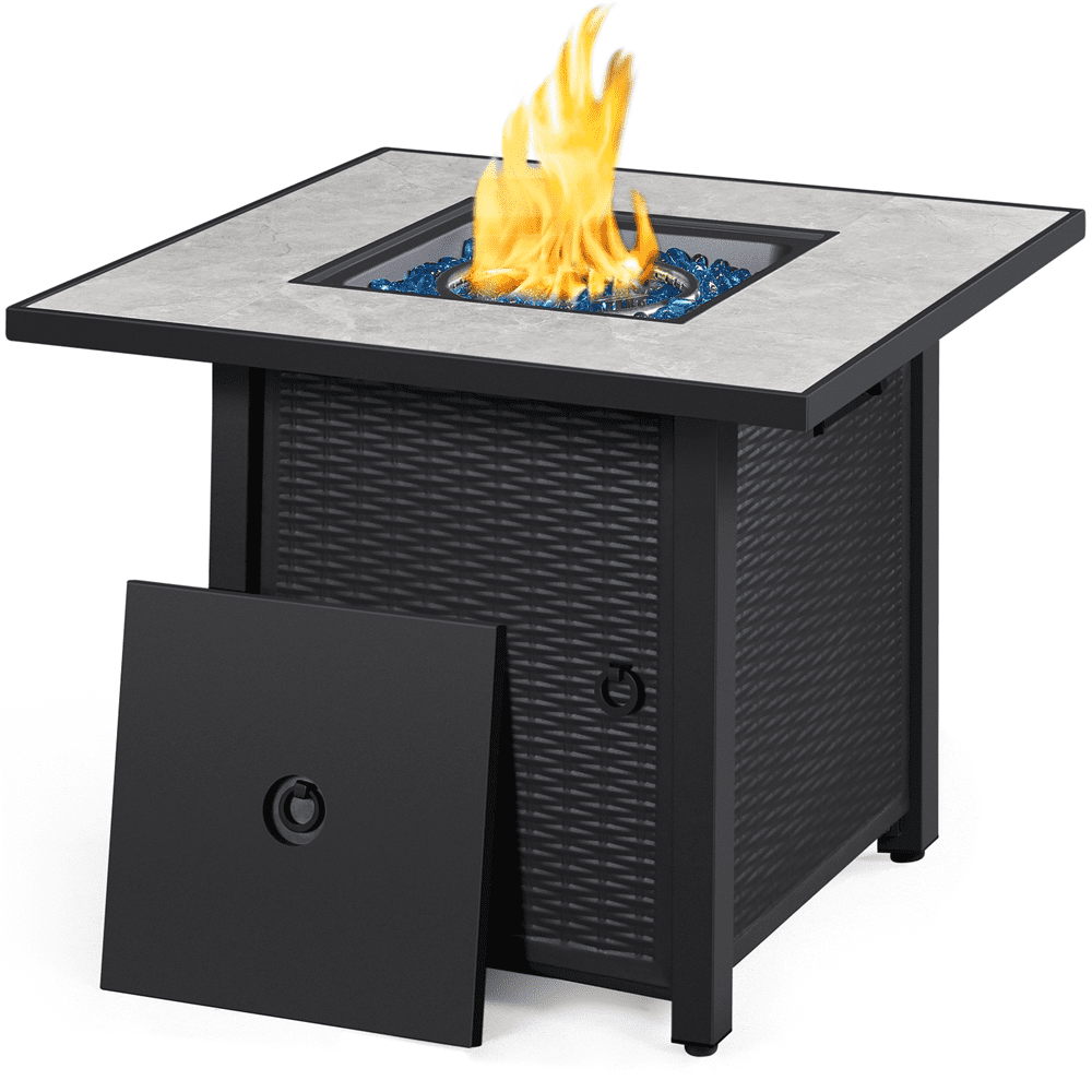 Yaheetech 30'' Patio Fire Pit for Deck, 50,000 BTU Propane Gas Fire Table with Ceramic Tabletop ...