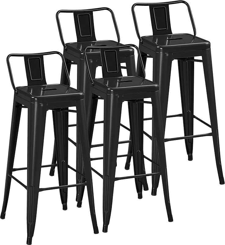 Yaheetech 30 inch Metal Bar Stools Set of 4, Counter Height Barstools ...