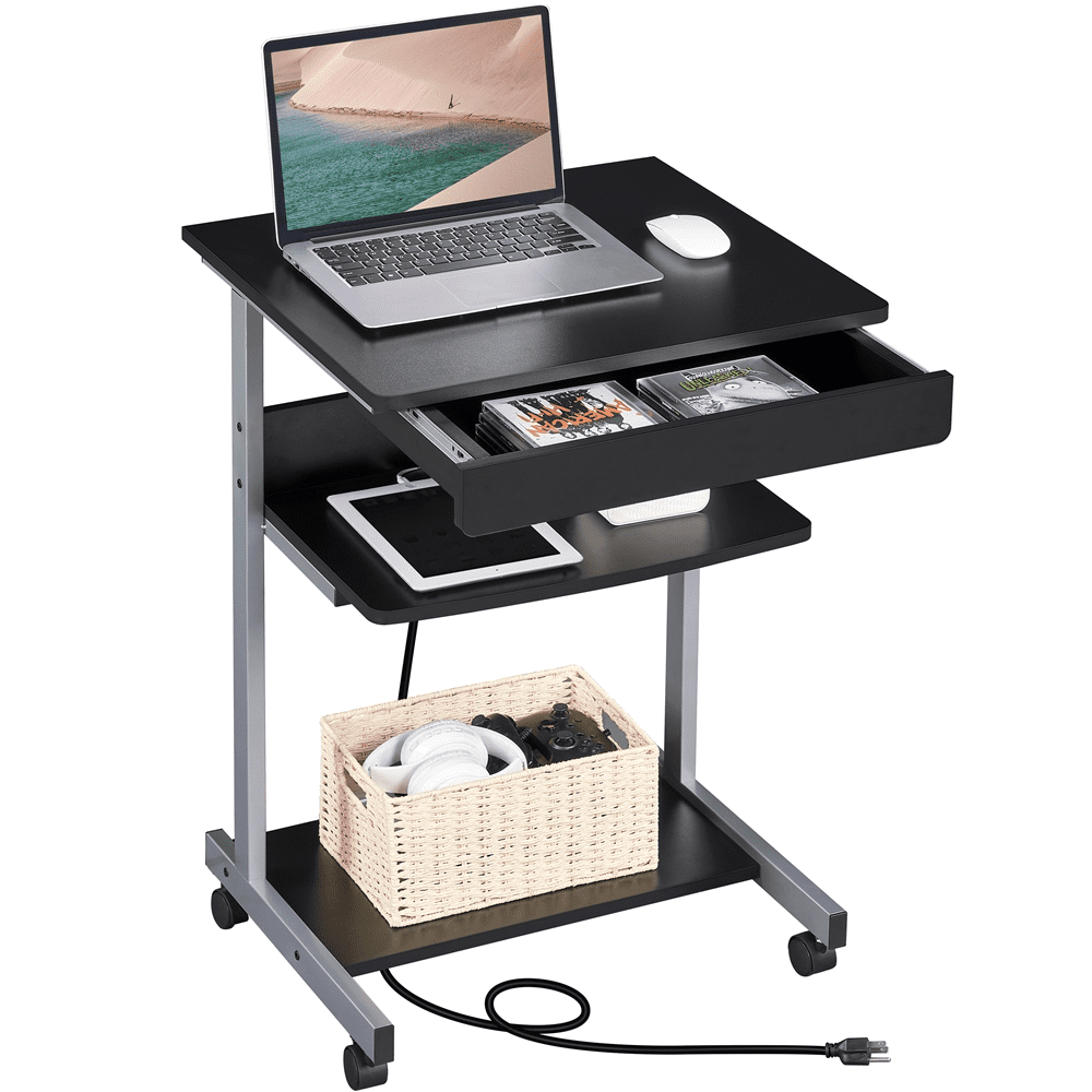 Yaheetech Laptop Computer Desk, 31.5''H, with Power Outlet, Black ...