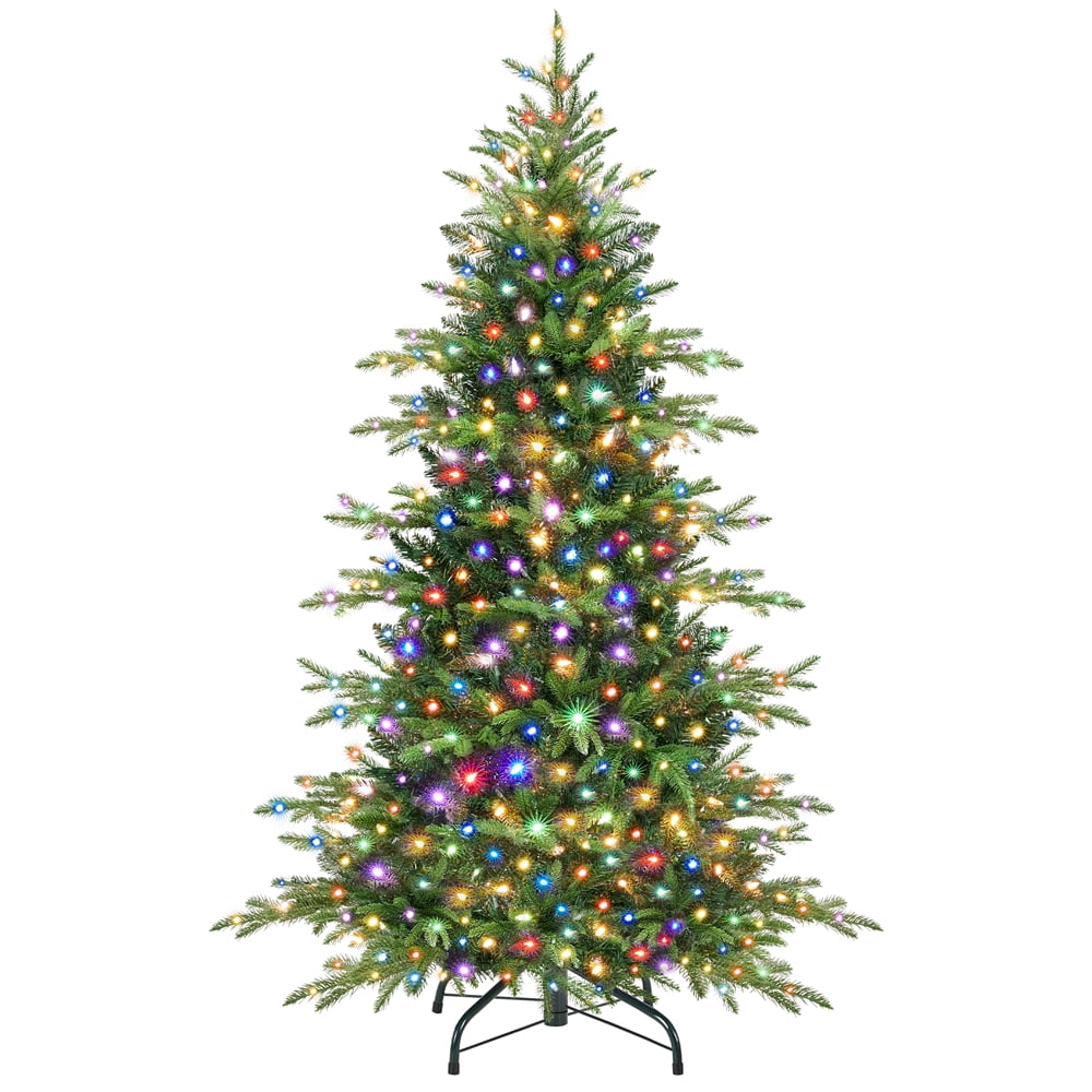 Yaheetech 4.5ft Pre-lit Artificial Christmas Tree with Multicolored LED ...