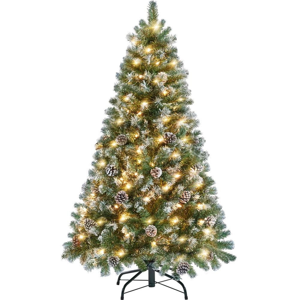 Yaheetech 4.5ft Pre-lit Frosted Artificial Christmas Tree with Stand, Green - Walmart.com