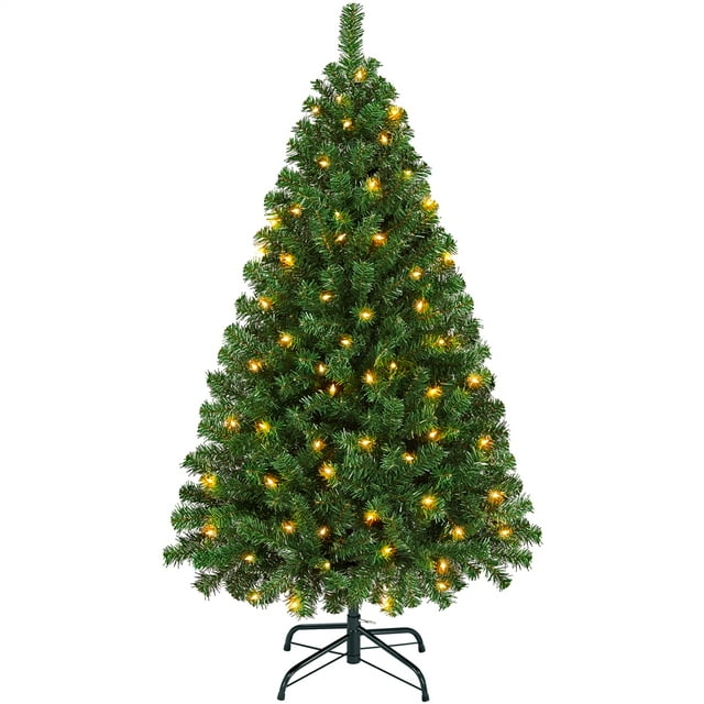 Yaheetech 4.5ft Pre-lit Spruce Artificial Christmas Tree, Green - Walmart.com