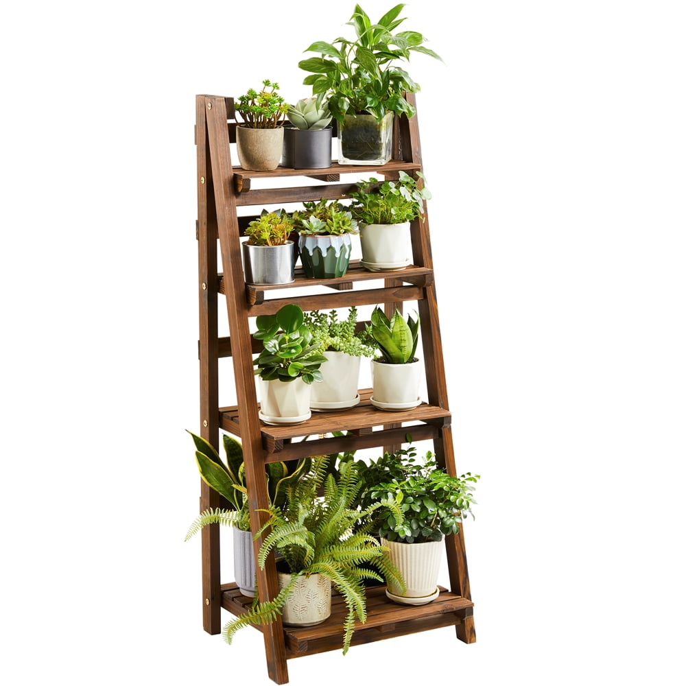 Yaheetech 4 Tier Foldable Wooden Flower Plant Display Stand Shelf ...