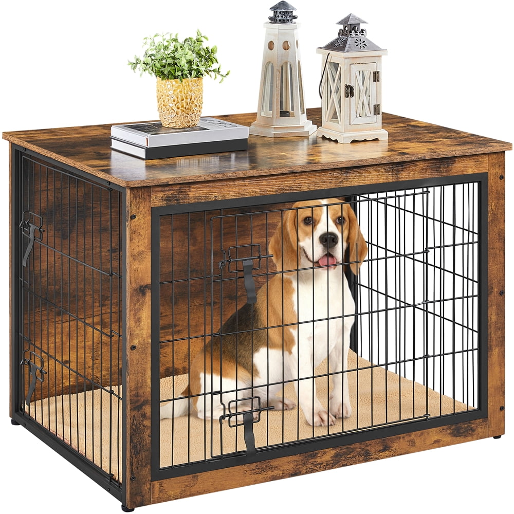 Yaheetech 40'' W Industrial Multi-functional Wooden Dog Crate,Rustic ...