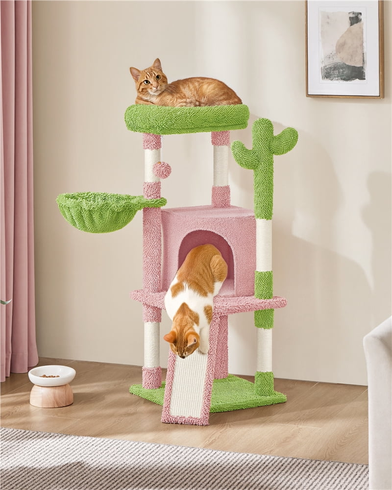 Yaheetech 42" Height Cactus Cat Tree with Scratching Posts, Basket ...