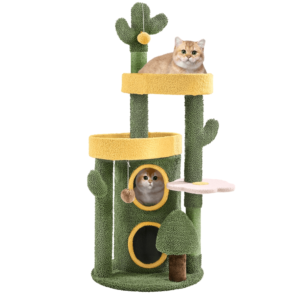 Yaheetech 48.5''H Oasis-themed Cat Tree Cat Tower,Green/Yellow ...