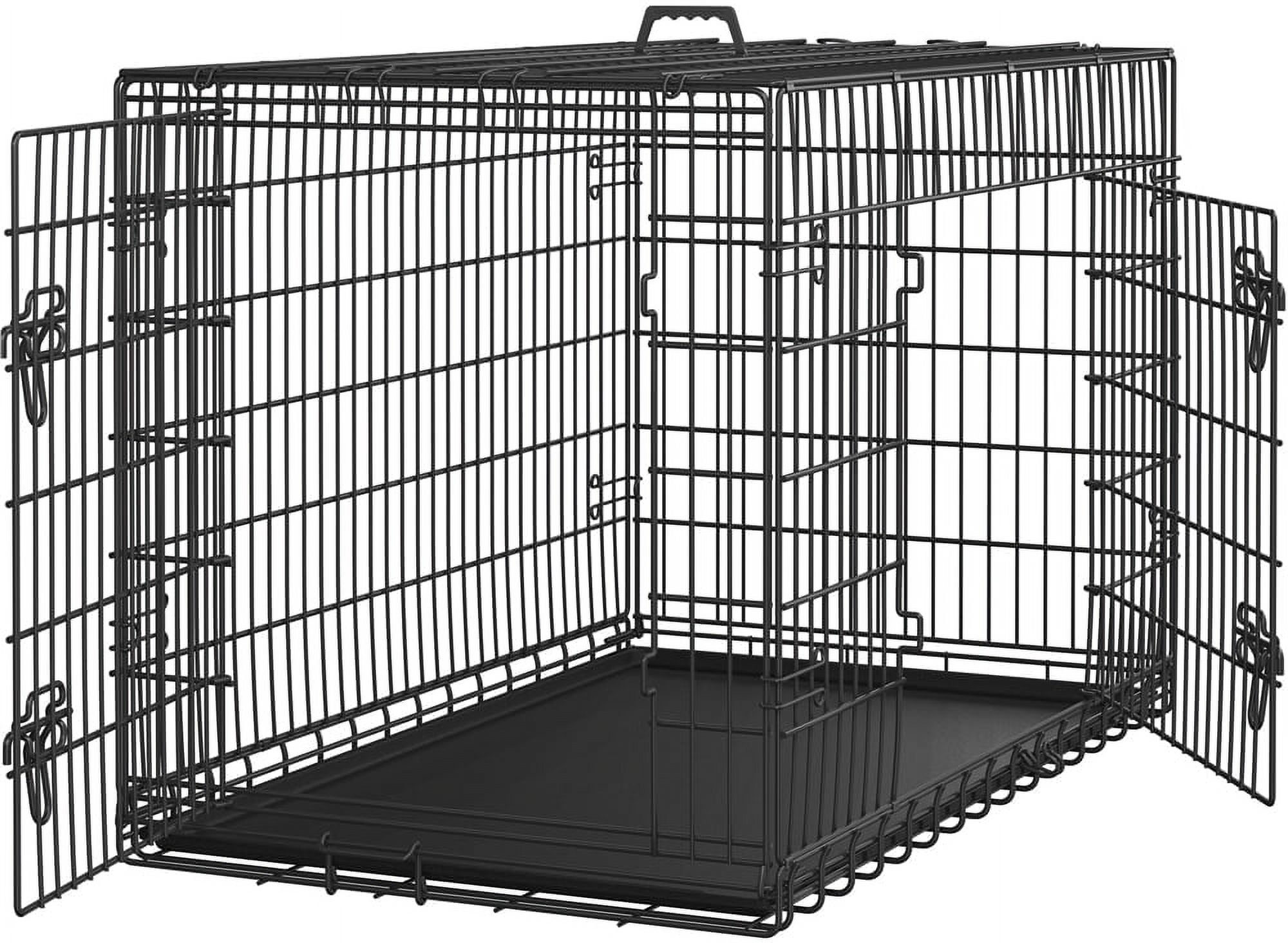 Yaheetech 48'' Foldable Dog Crate with Pull Out Tray, Black - Walmart.com