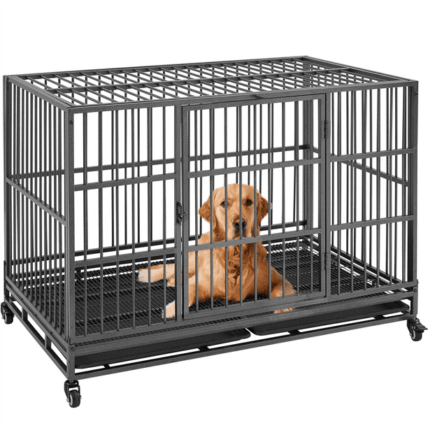 Yaheetech 48-inch Indestructible Rolling Dog Crate with Open-Top Design ...