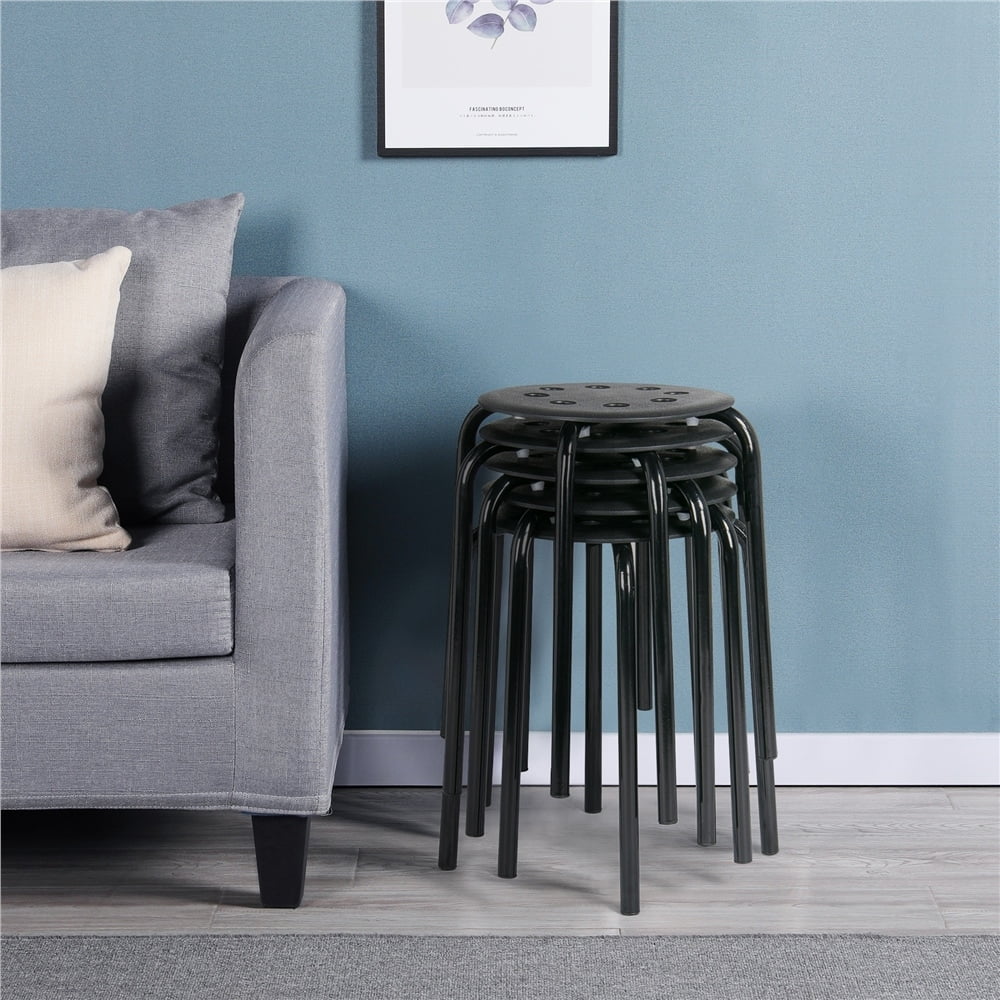 Yaheetech 5pcs Plastic Stackable stools Round Top Backless Kids Stool Black - Walmart.com