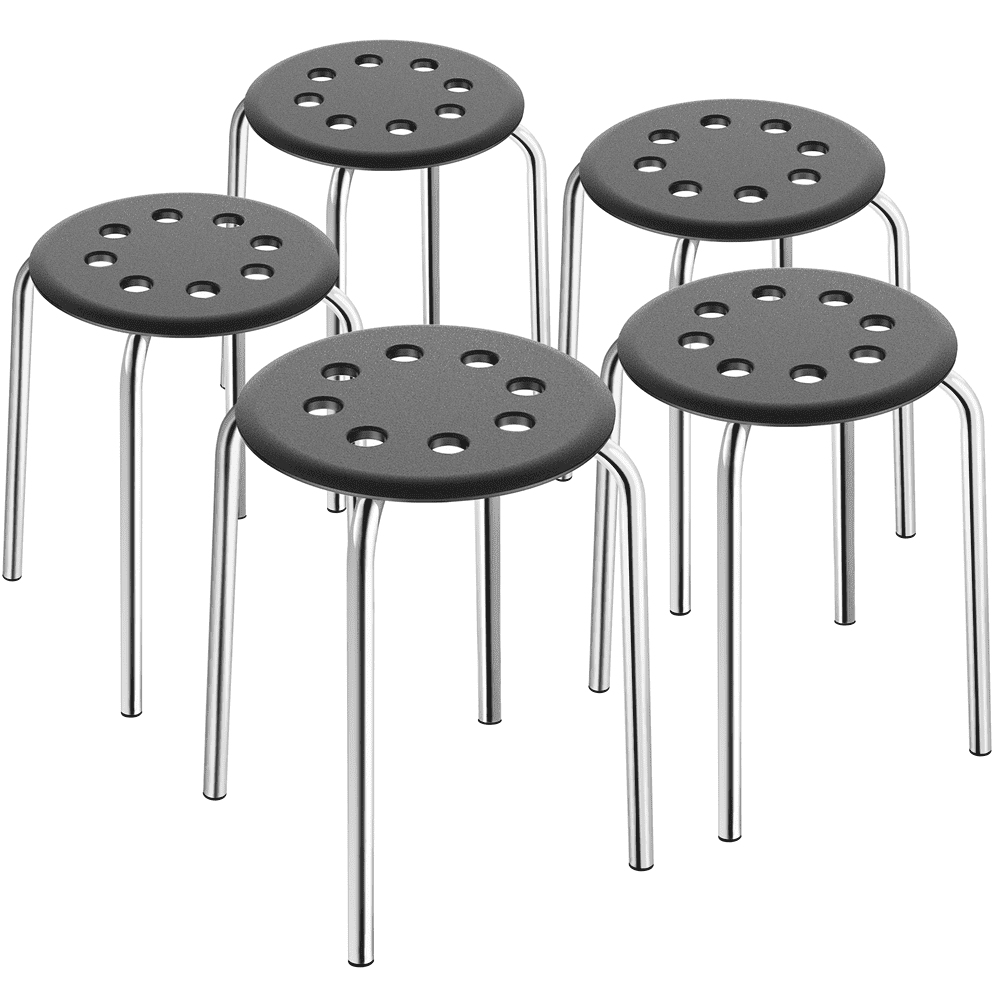 Yaheetech 5pcs Round Plastic Stack Stools 8 Holes,Silver - Walmart.com