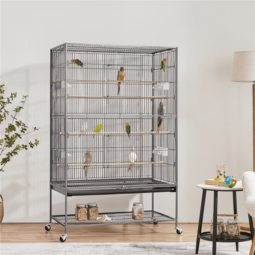 Yaheetech Extra-Large Rolling Iron Parrot Cage for Small Birds ...