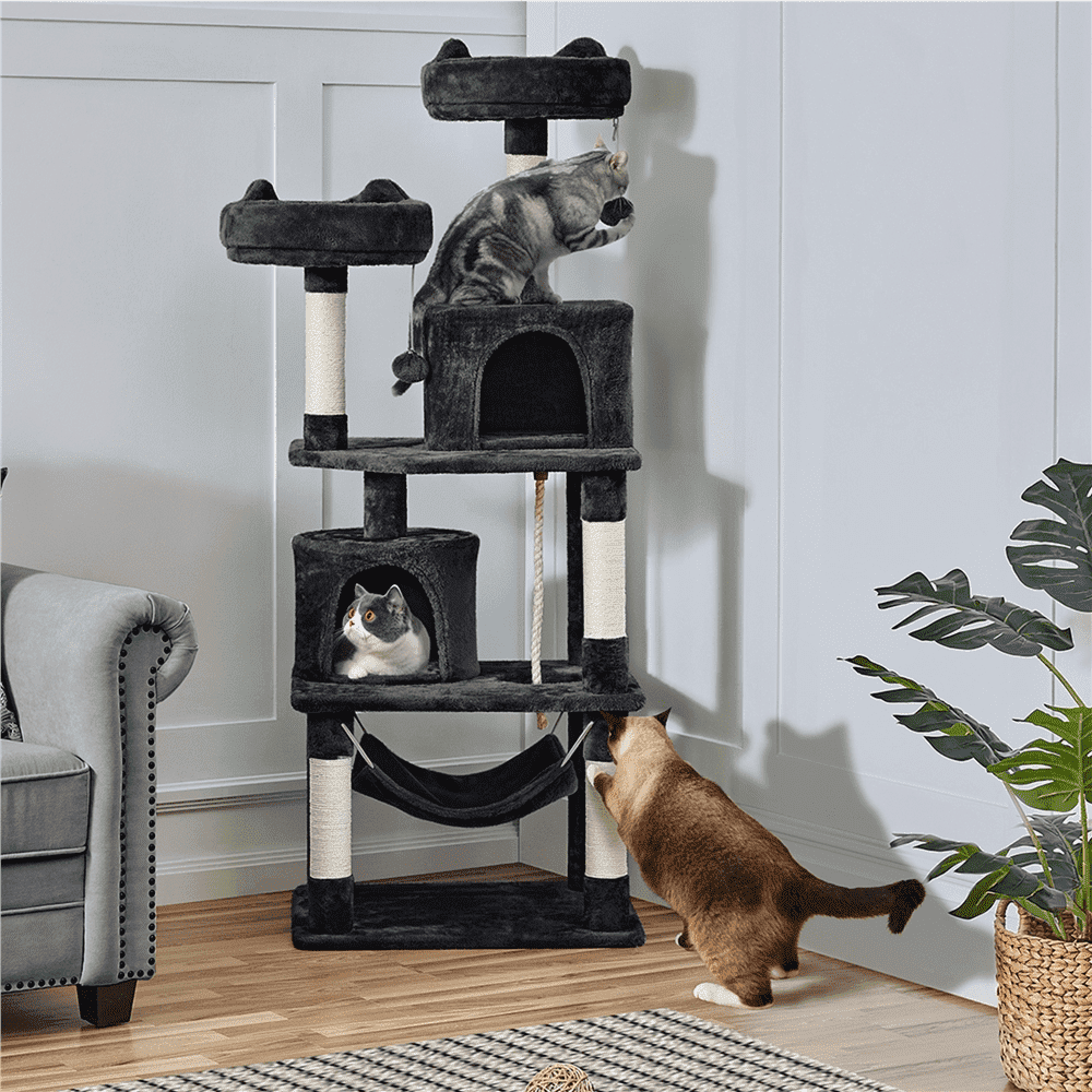 Yaheetech 62" H Multi Level Cat Tree Tower with 2 Condos & Scratching ...