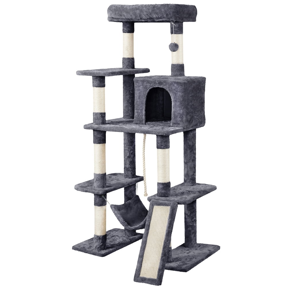 Yaheetech 62.6 Inch Multilevel Cat Tree with Hammock and 7 Scratching ...