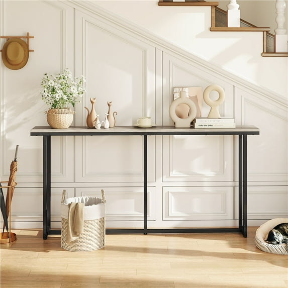 Yaheetech 63" Modern Long Narrow Console Table for Hallway Living Room ...