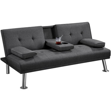 Novogratz Elle Futon, Convertible Sofa Bed and Couch, Gray Velvet ...