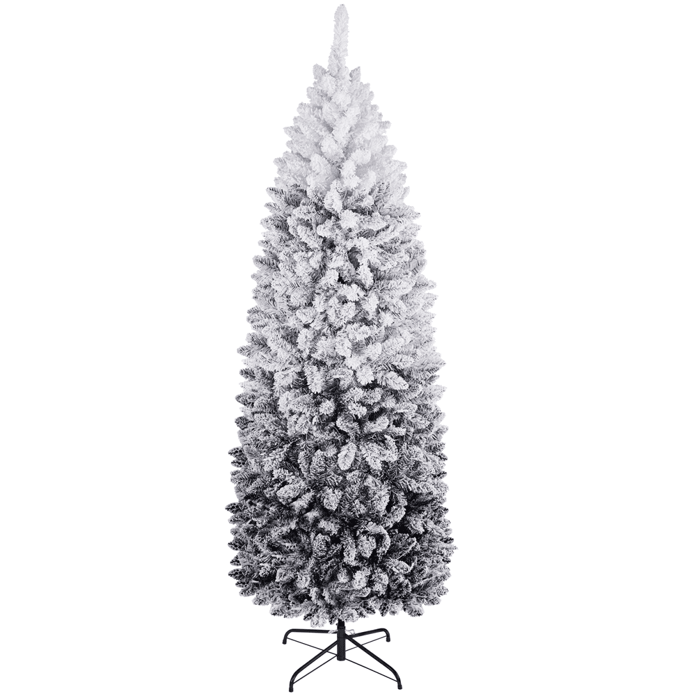 Yaheetech 6Ft Pre-lit Slim Flocked Pencil Artificial Christmas Tree ...