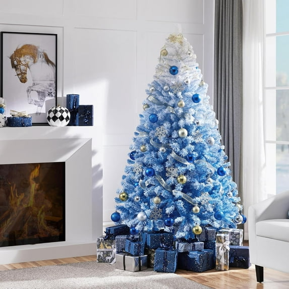 Yaheetech 6ft Premium Snow Flocked Artificial Christmas Tree Hinged ...