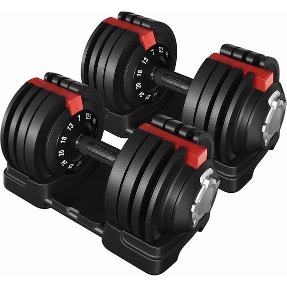 Yaheetech 7-52.5Lbs Quick Adjust Dumbbell Set For Home Gym, Set of 2 ...