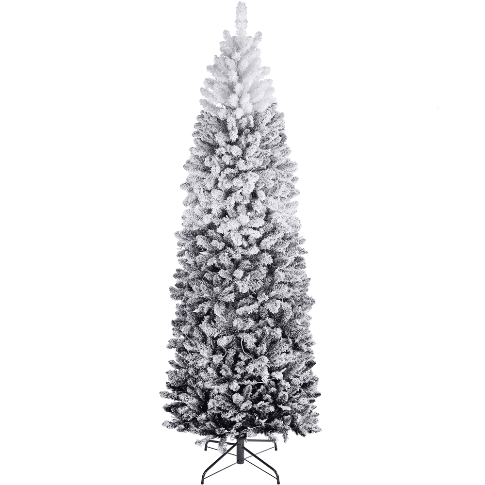 Yaheetech 7.5ft Pre-Lit Flocked Pencil Artificial Christmas Tree with ...