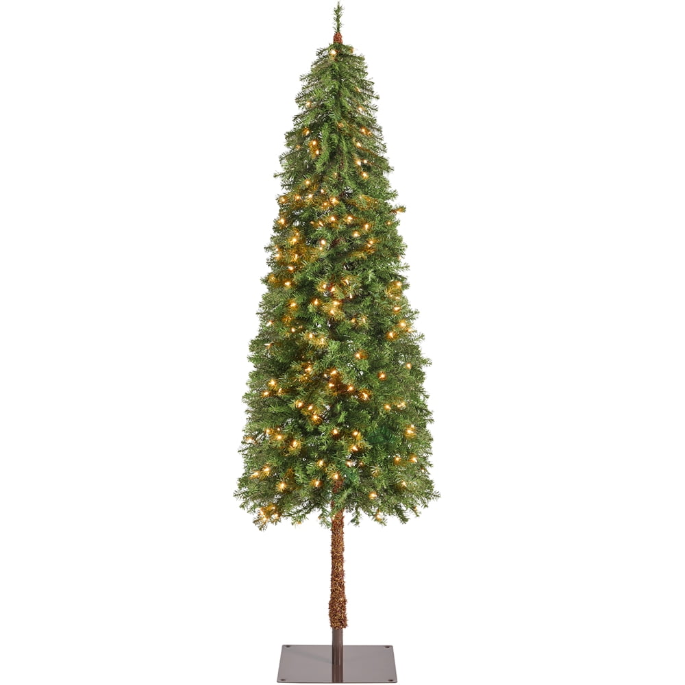 Yaheetech 7.5ft Pre-Lit Slim Pencil Artificial Christmas Tree with Warm ...