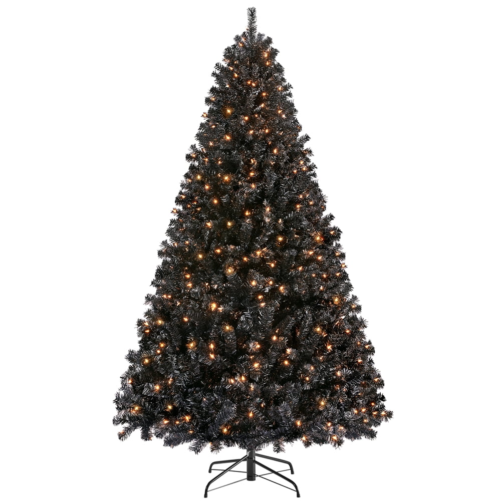 Yaheetech 7.5ft Pre-lit Black Spruce Artificial Christmas Tree, Sturdy ...