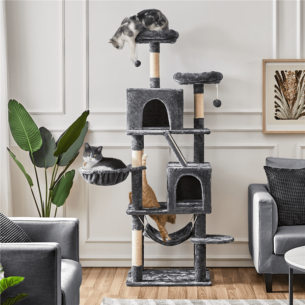 Yaheetech Large 71'' H Multi-Level Cat Tree Tower with Condos, Dark ...