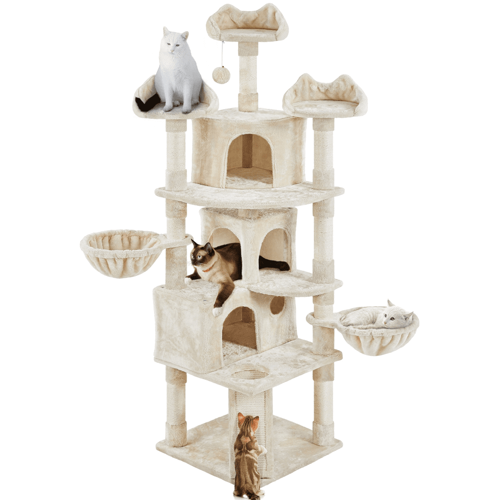 Yaheetech 76.5-inch Cat Tree Cat Tower with Condos, Beige - Walmart.com