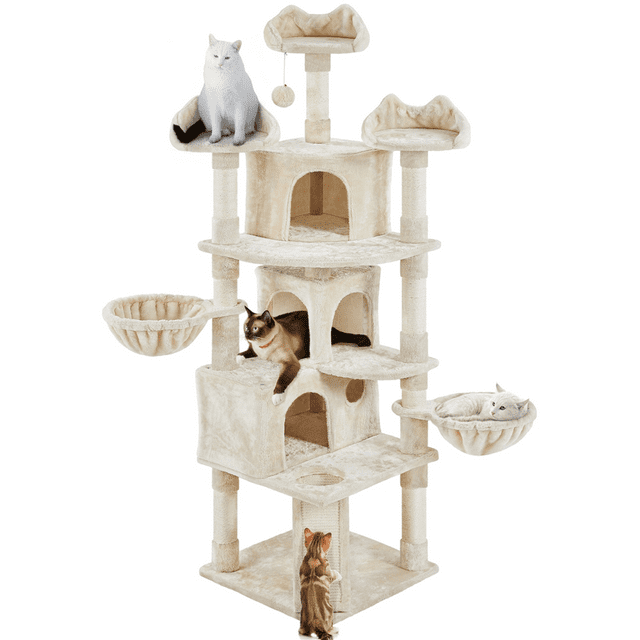 Yaheetech 76.5-inch Cat Tree Cat Tower with Condos, Beige - Walmart.com