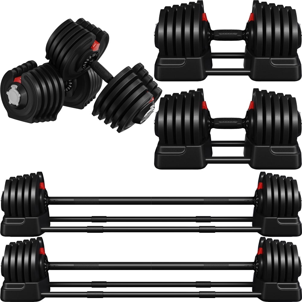 Yaheetech 90 lbs Quick-Adjust Dumbbell Weight Set for Strength Training ...