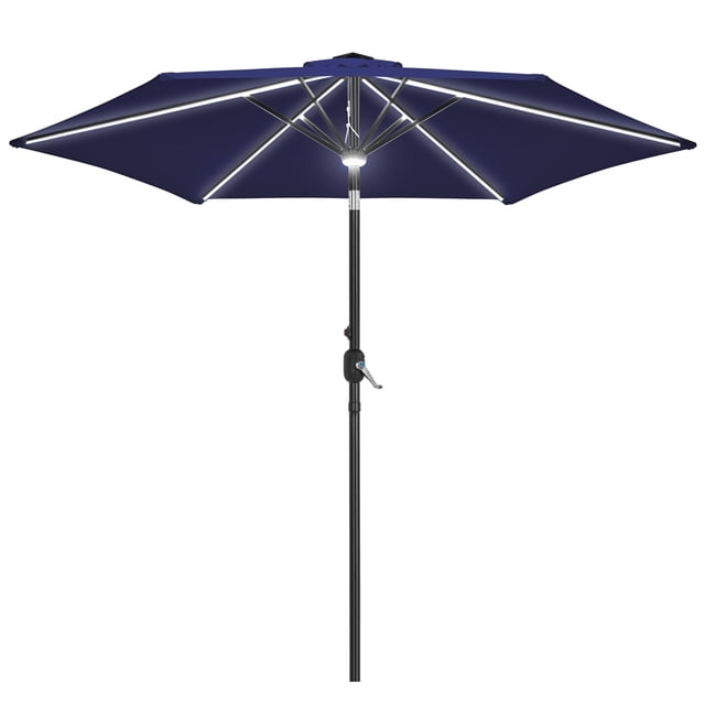 Yaheetech 9ft Patio Umbrella with Solar Powered LED Lights Strips and ...
