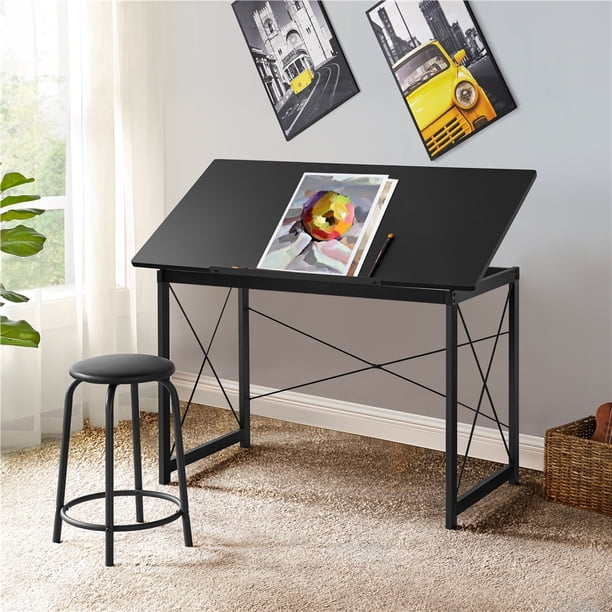 Yaheetech Adjustable Drafting Table for Artists, Tilting Tabletop with ...