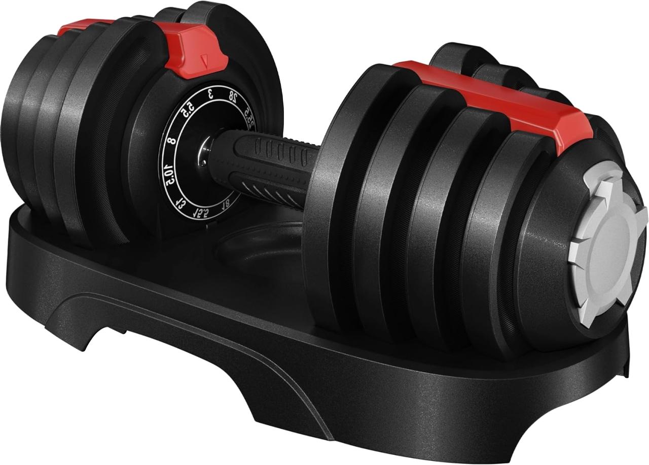 Yaheetech Adjustable Dumbbell Set 28-90LBS, Fast Adjust, Anti-Slip ...
