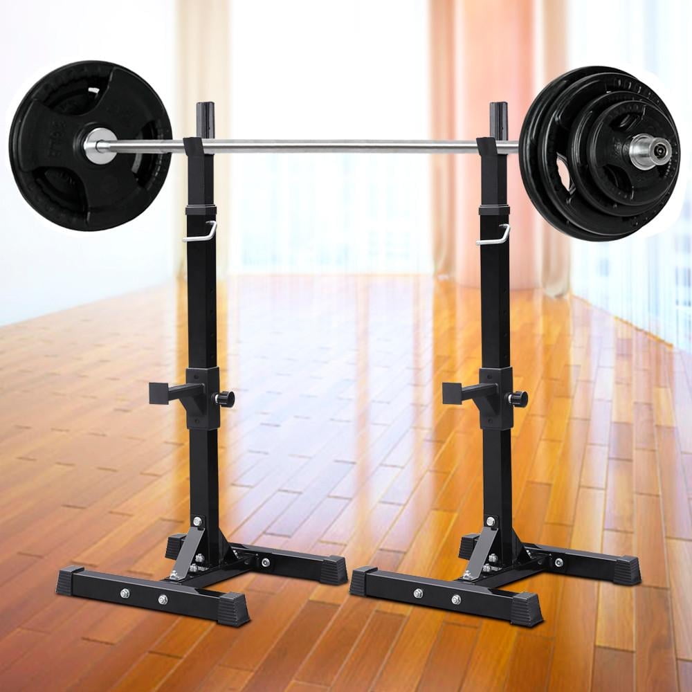 Yaheetech 2pc Adjustable Gym Lifting Bar Squat Stands, Solid Steel ...