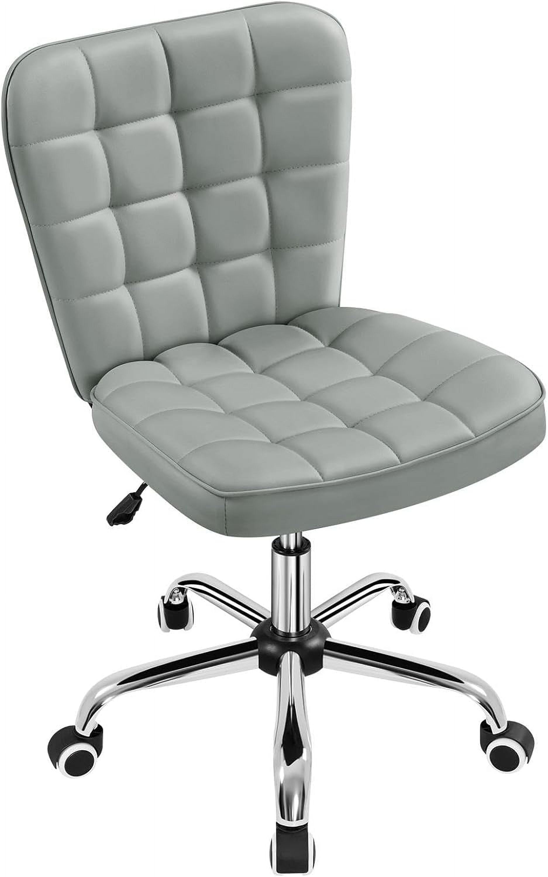 Yaheetech Armless Desk Chair Modern Tufted Office Chair Faux Leather ...