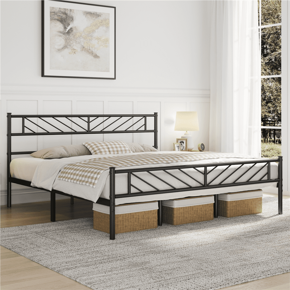 Yaheetech Arrow Design Metal Platform Bed Frame,King,Black - Walmart.com