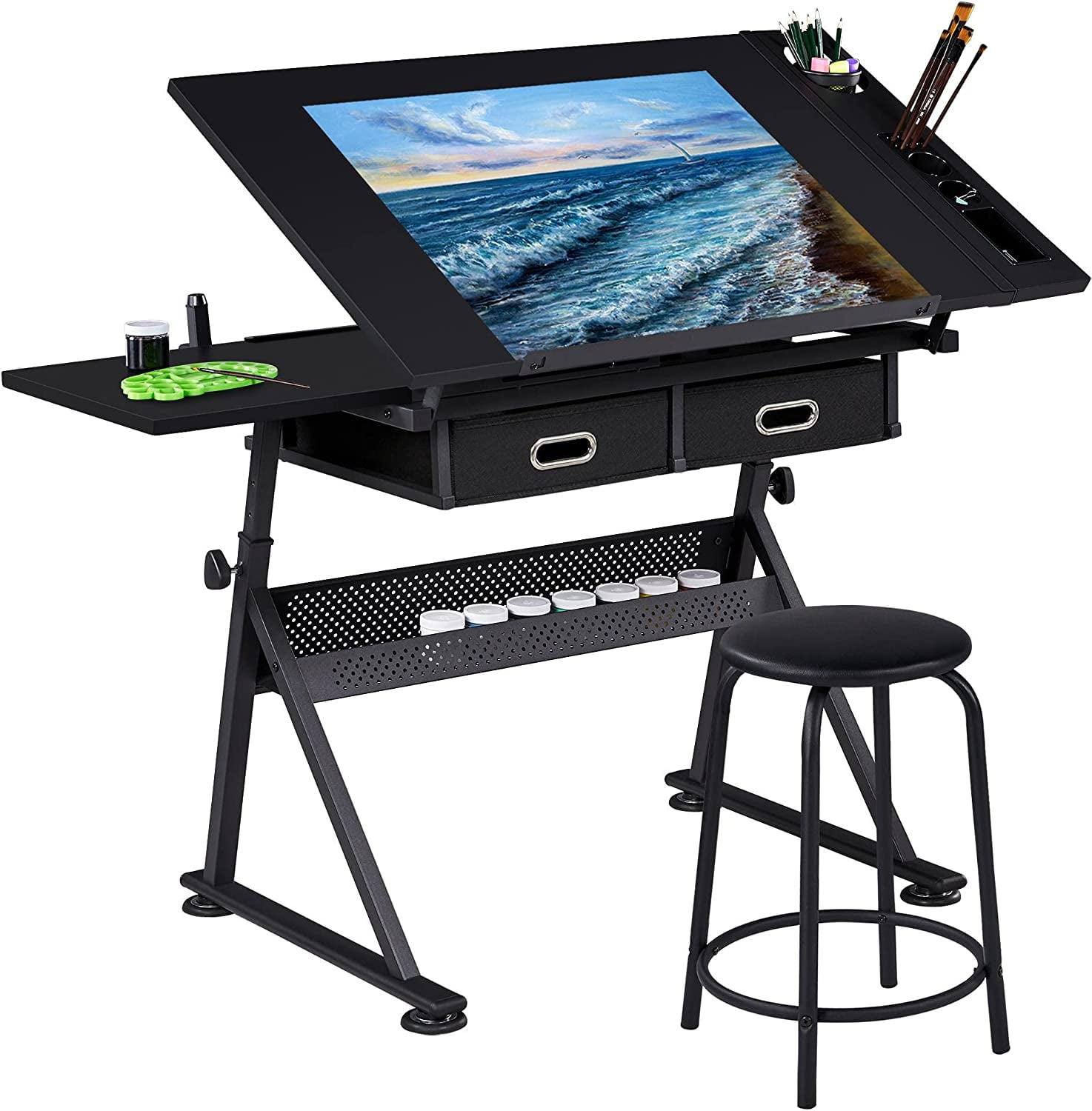 Yaheetech Art Craft Table Drawing Table Height Adjustable Drafting Desk ...