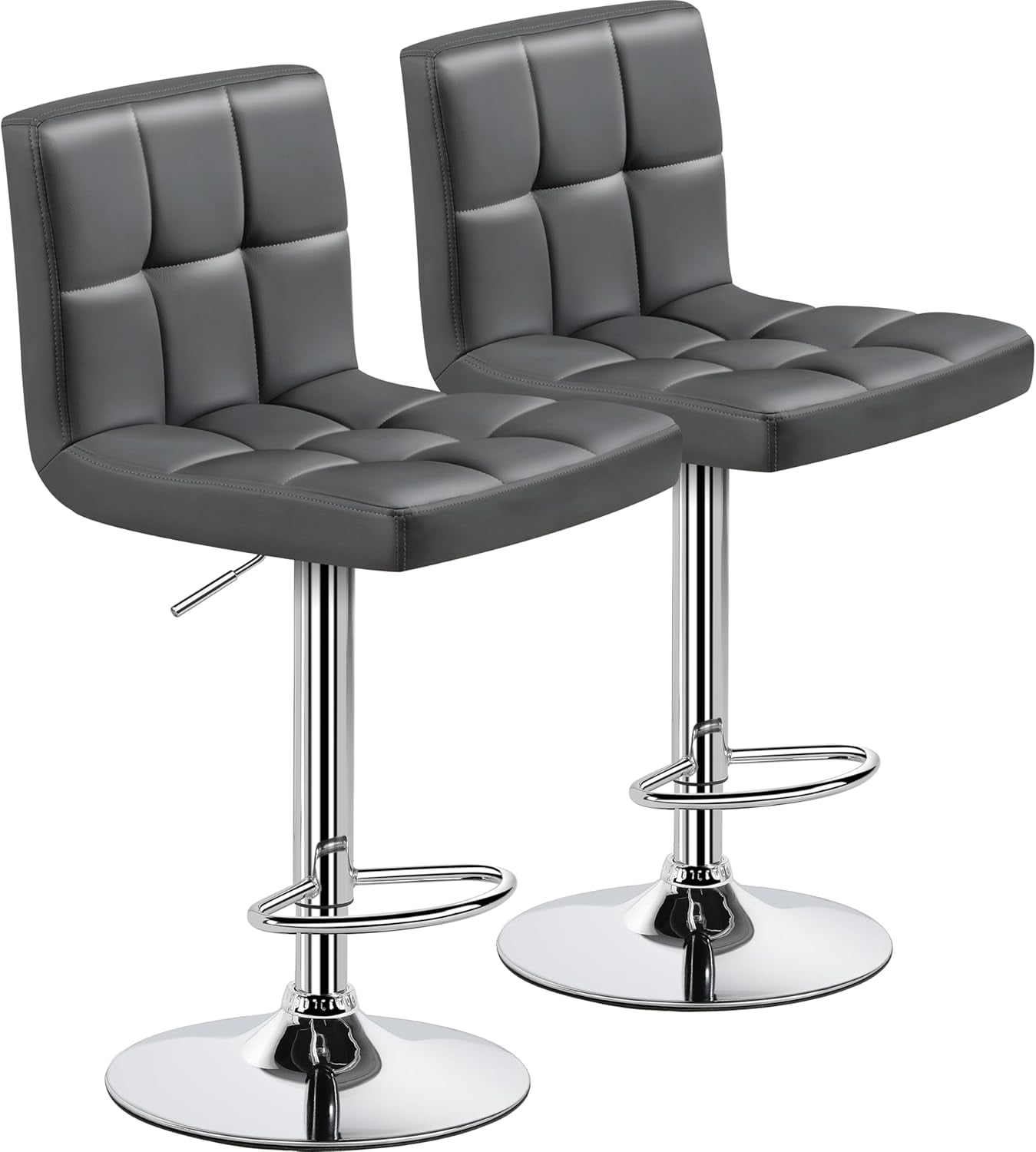 CRXX Bar Stools Set of 2, Adjustable PU Leather Swivel Barstools ...