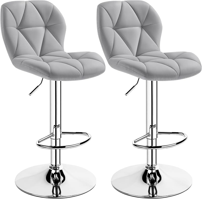 Yaheetech Bar Stools Set of 2, Modern Adjustable Kitchen Island Chairs ...