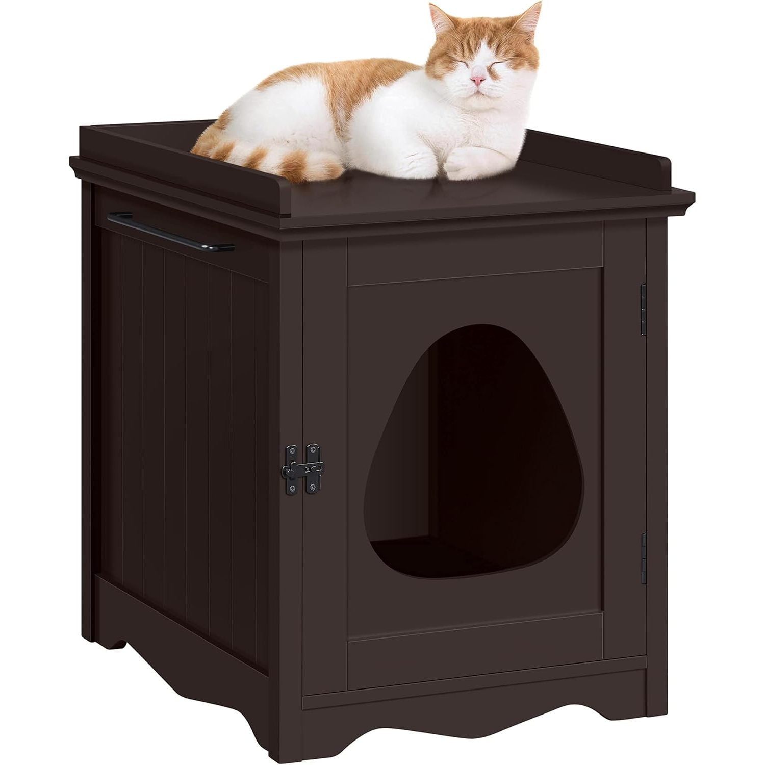 Yaheetech Cat Litter Box Enclosure, Hidden Cat Litter Box Furniture ...