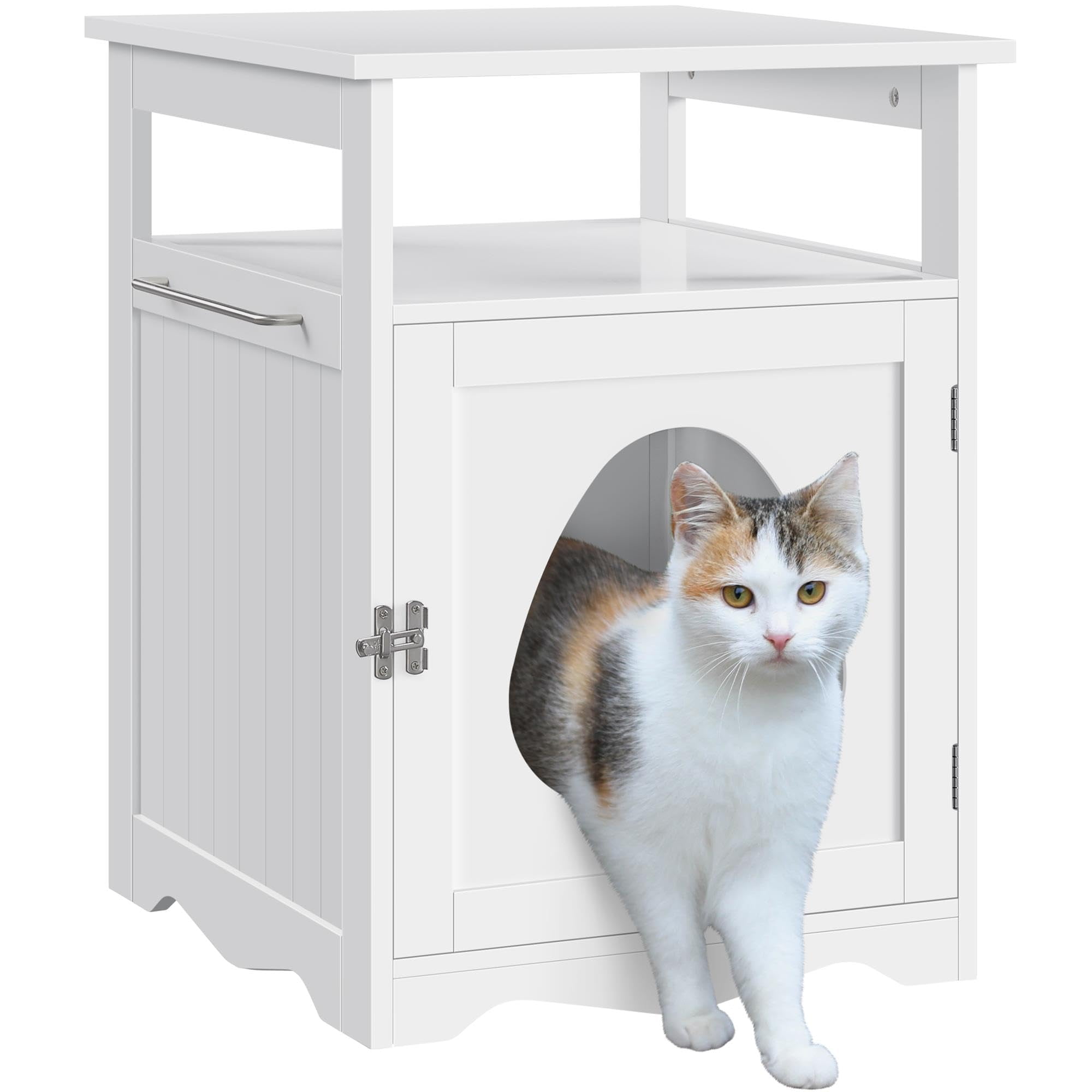 Yaheetech Cat Litter Box Enclosure, Hidden Litter Box Furniture with ...