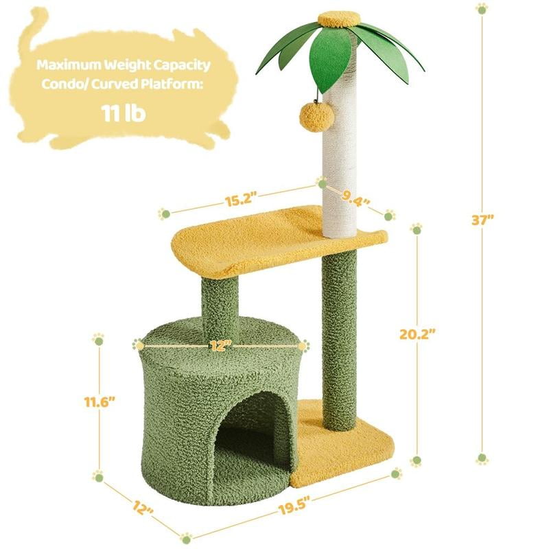 Yaheetech Cat Tree Cactus Oasis & Coconut Palm Theme Multi-Level Cat ...