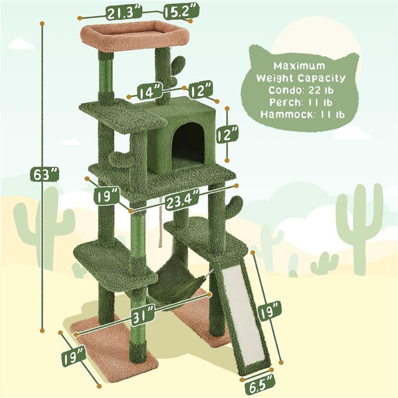 Yaheetech Cat Tree Cactus Oasis & Coconut Palm Theme Multi-Level Cat ...
