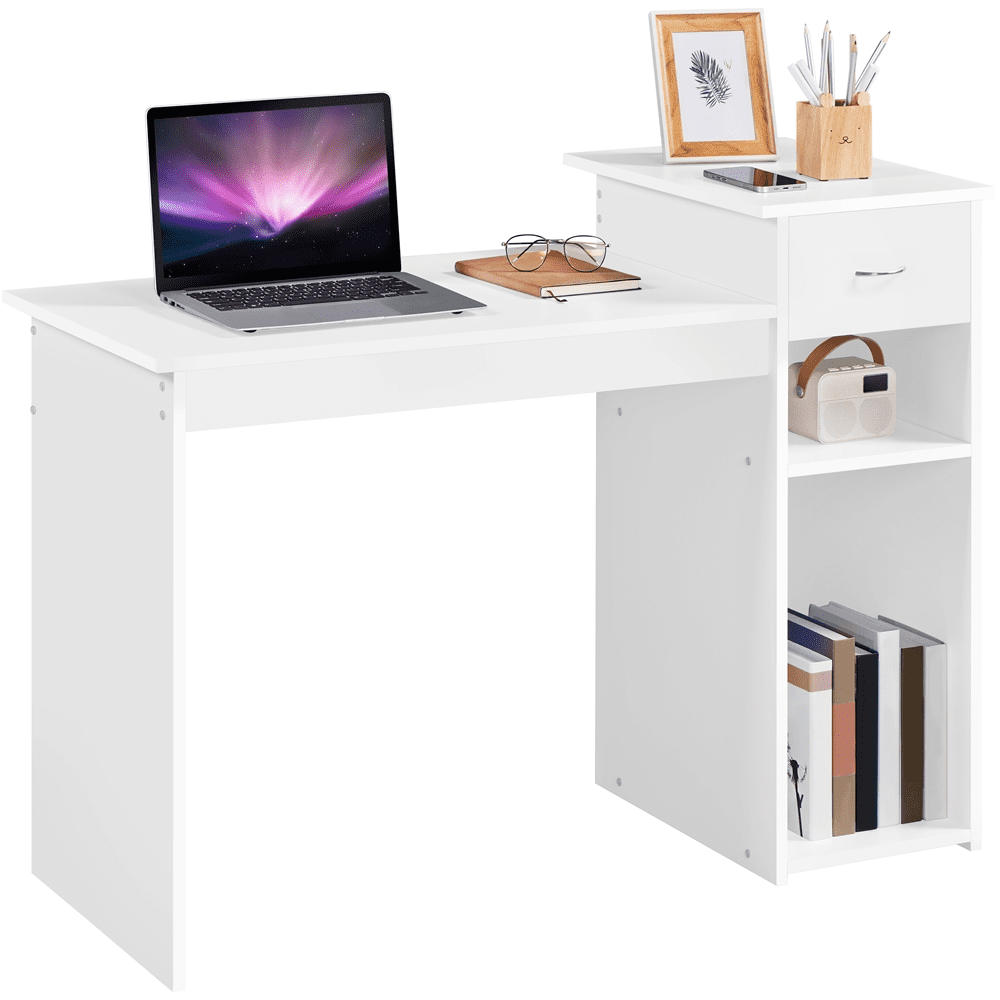 Yaheetech Sturdy Computer Desk Storage Shelf Laptop Table Metal Office Furniture for Study Work Room White Walmart