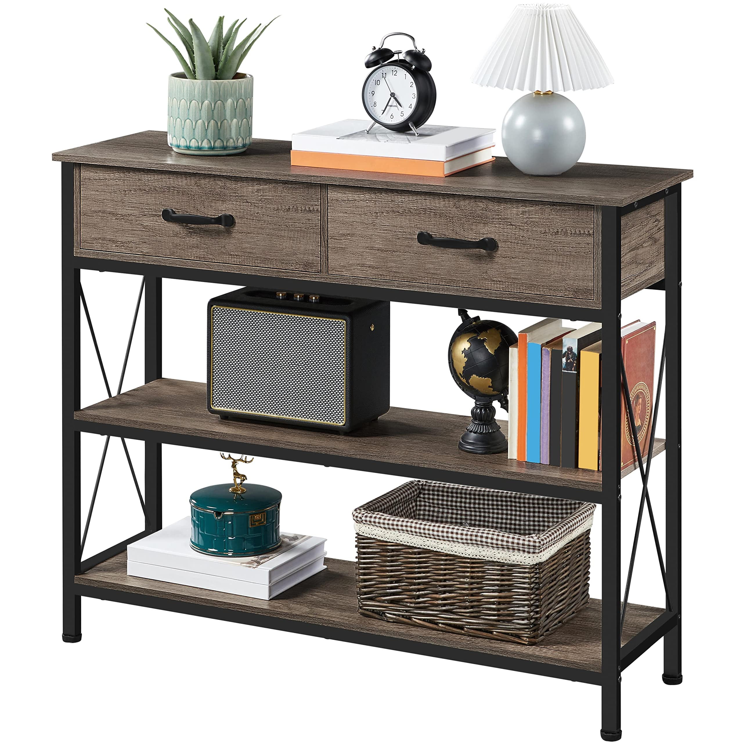 Yaheetech Console Table with 2 Drawers, 3-Tier Entryway Table with ...